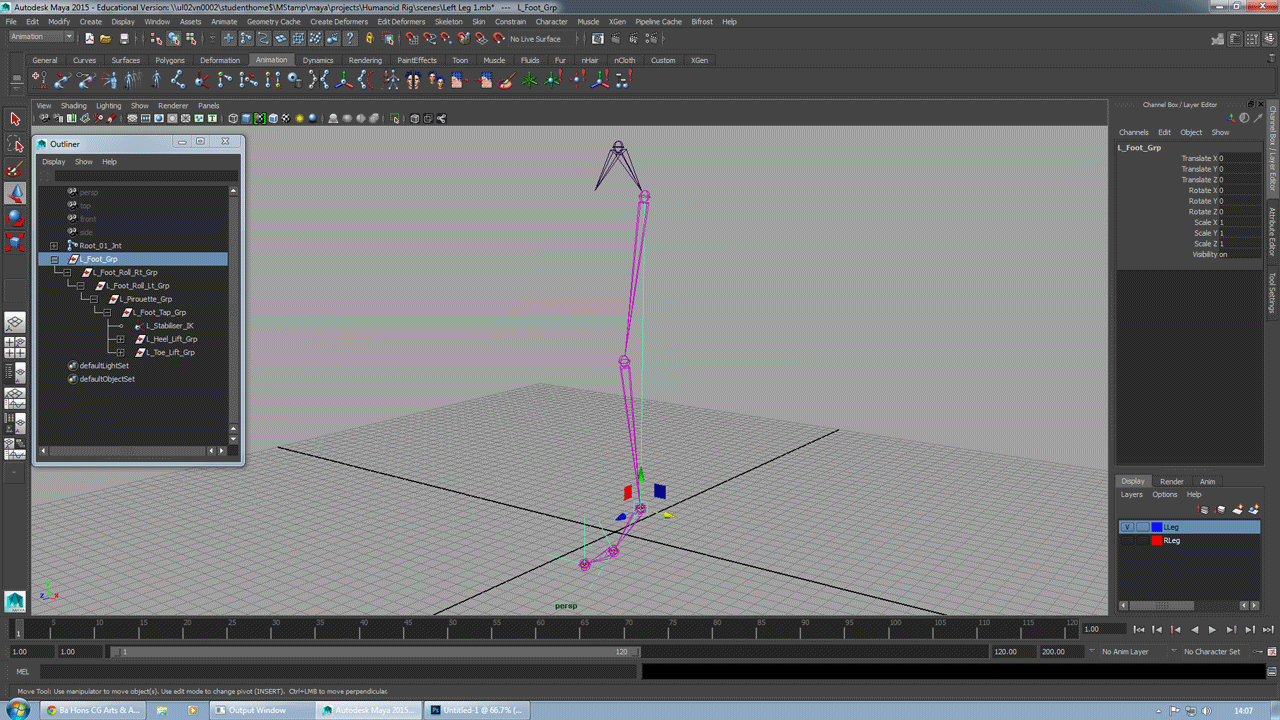 Mark Stamp - Digital Design: Maya tutorials: Rigging the Right Leg and ...