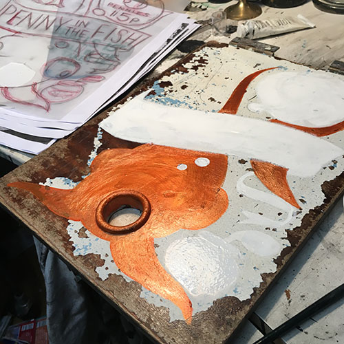 PETER GANDER ART: ‘Penny in the Fish’ handpainted faux vintage ...