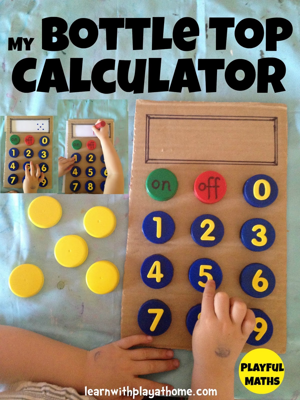 Learn with Play at Home: Bottle Top Calculator. Number Writing and ...