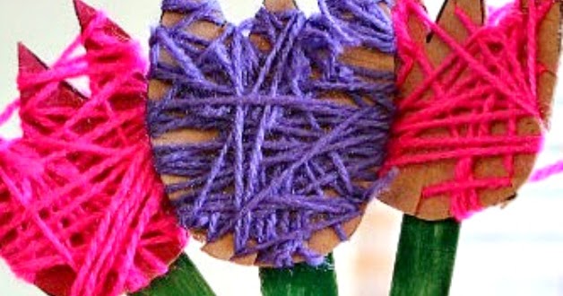 Easy Yarn Wrapped Flowers Craft | School Time Snippets