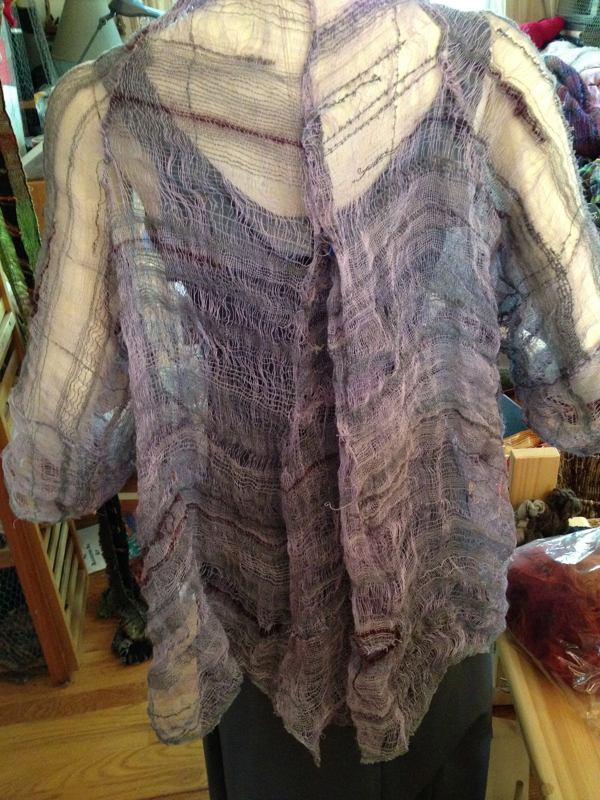 CENTERING WITH FIBER: Etheral transparent silk Saori handwoven jacket
