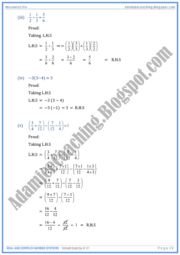Adamjee Coaching: Real and Complex Number Systems - Exercise 2.1 ...