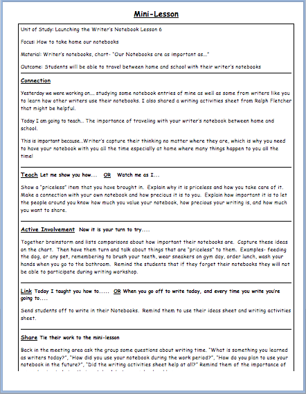 Writing Workshop in 2nd grade: Cycle 3- Writer's Notebook