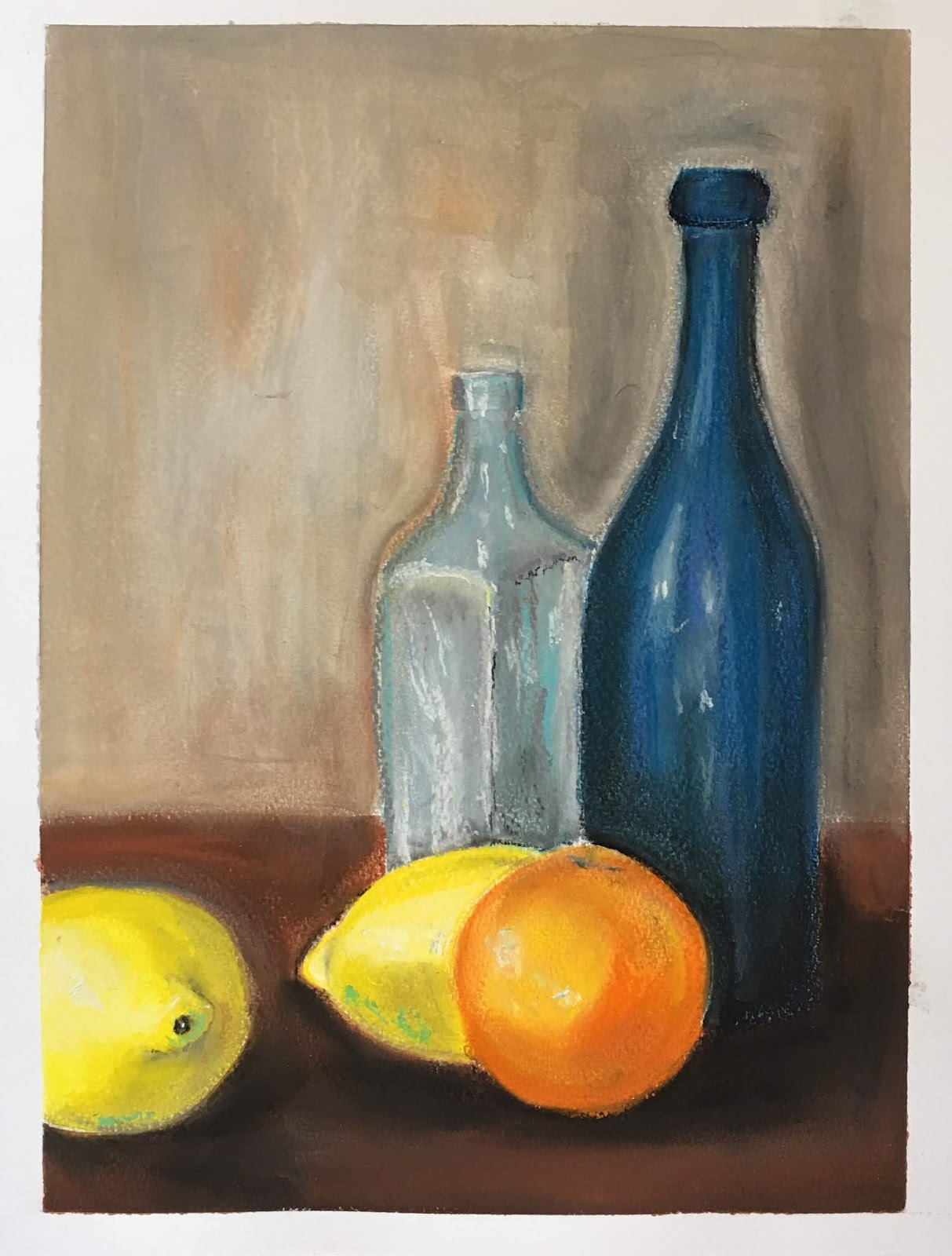 Art Room Britt: Still Life with Fruit and Vase - Tempera and Soft Chalk ...