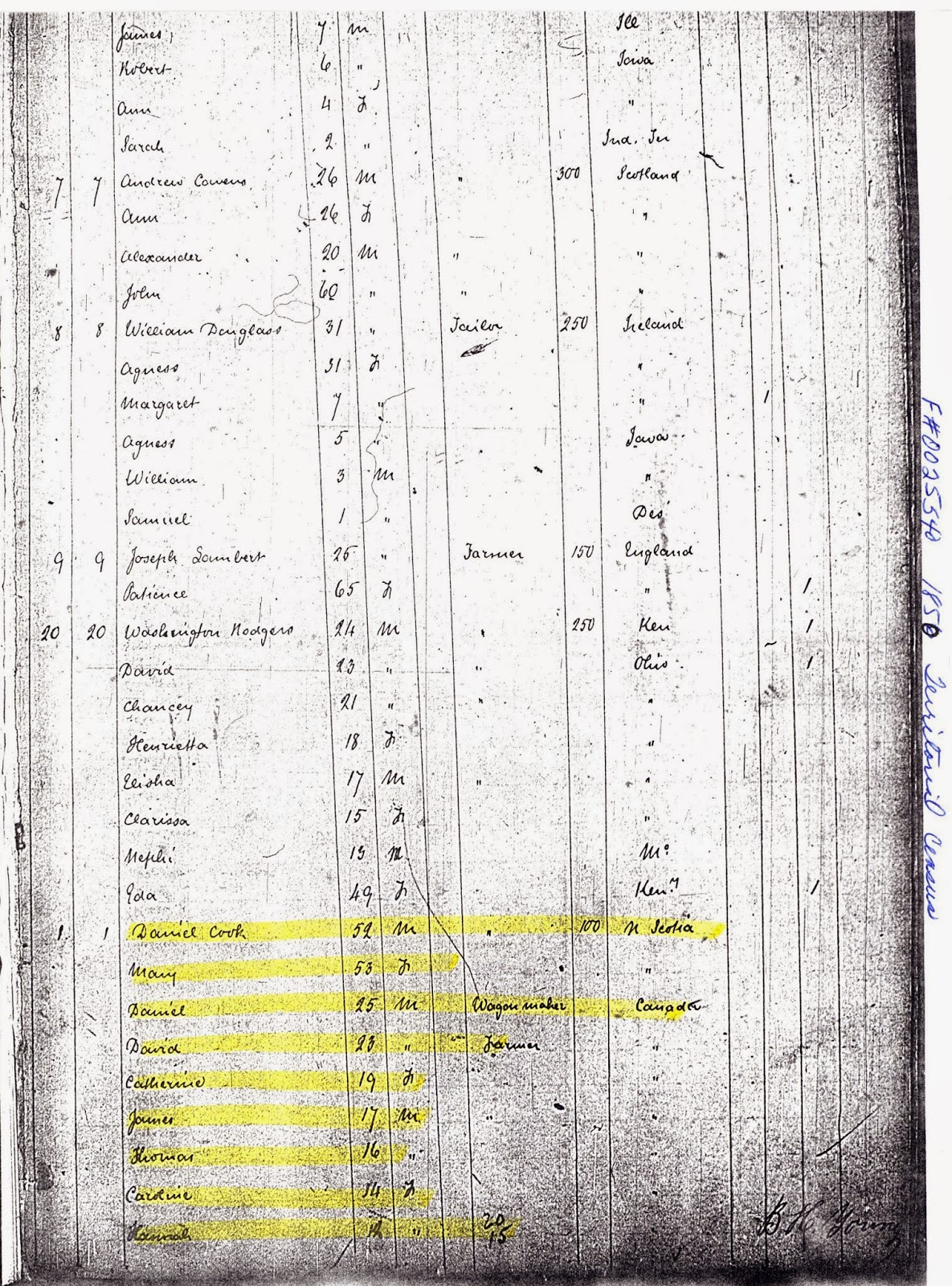 Cook Family History: Daniel Cook-1798-1875