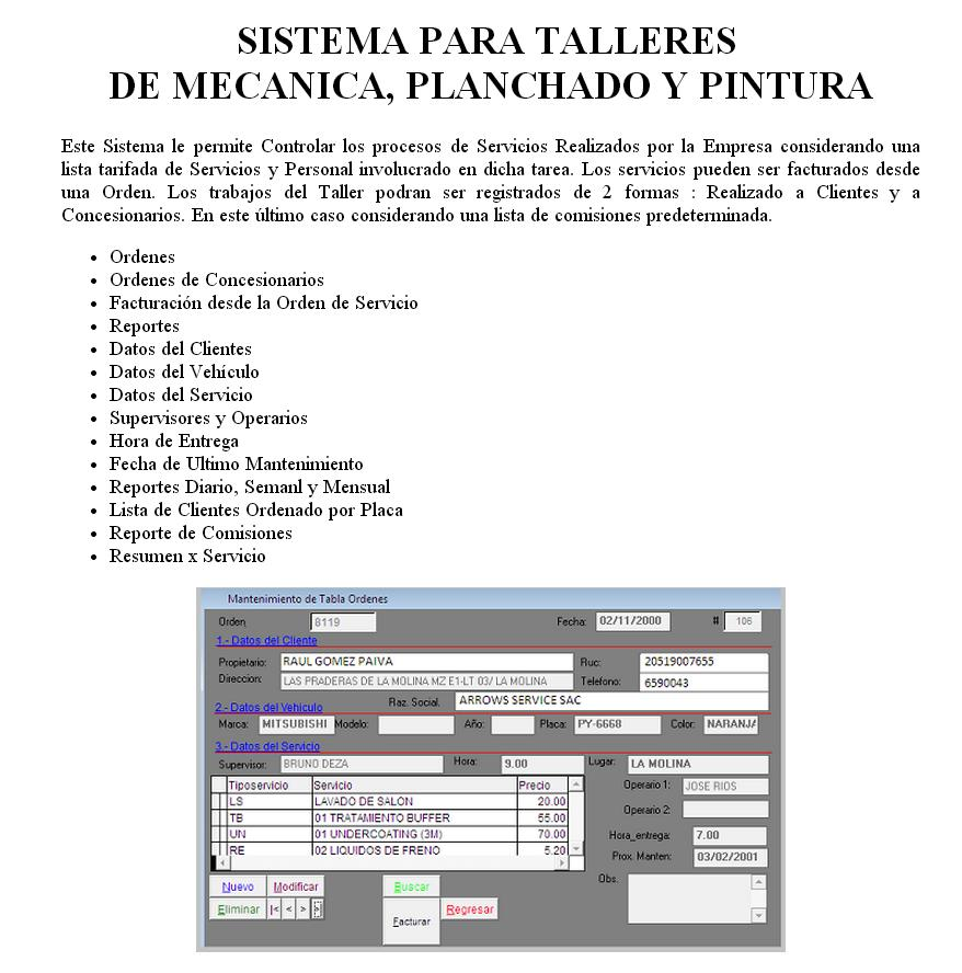 Software para negocios: programa para taller mecanico