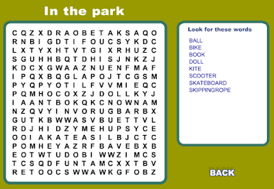 English Corner Time: Word search: In the park