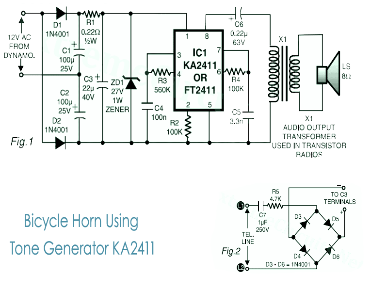 Bicycle Horn Using Tone Generator KA2411 | Elepros