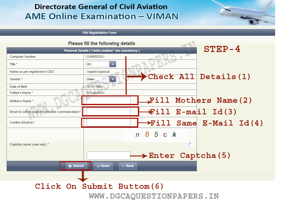 Step By Step Guide for Registration for Old Candidates(Viman.gov.in)