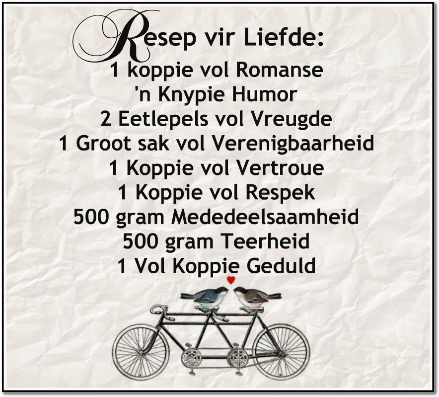 Afrikaanse Inspirerende Gedagtes & Wyshede: Resep vir Liefde
