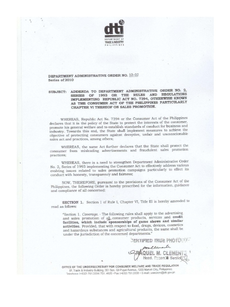 ra 7394 - philippin news collections