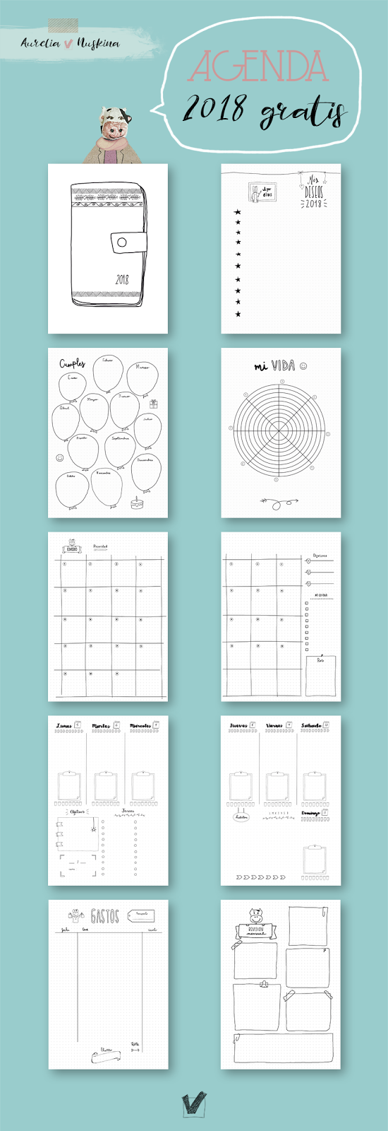 Agenda 2018 pdf gratis - Imprimibles y PNG gratis para scrapbooking y otras manualidades.