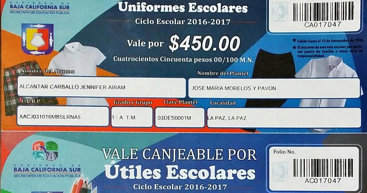 BENEMERITA ESC. SEC. JOSE MARIA MORELOS Y PAVON: AVISO IMPORTANTE, VALES DE UNIFORMES Y ÚTILES ...