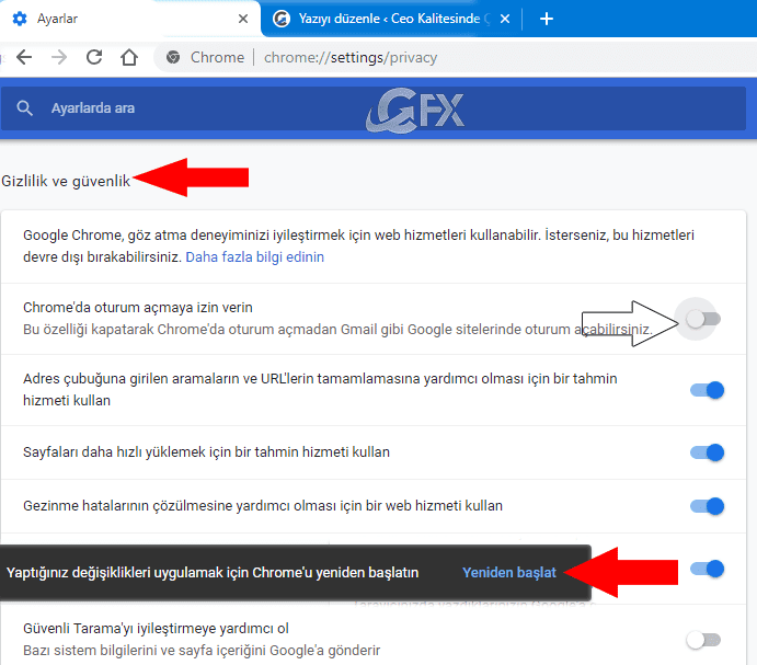 Google Chrome'u Oturum Açmadan Kullan