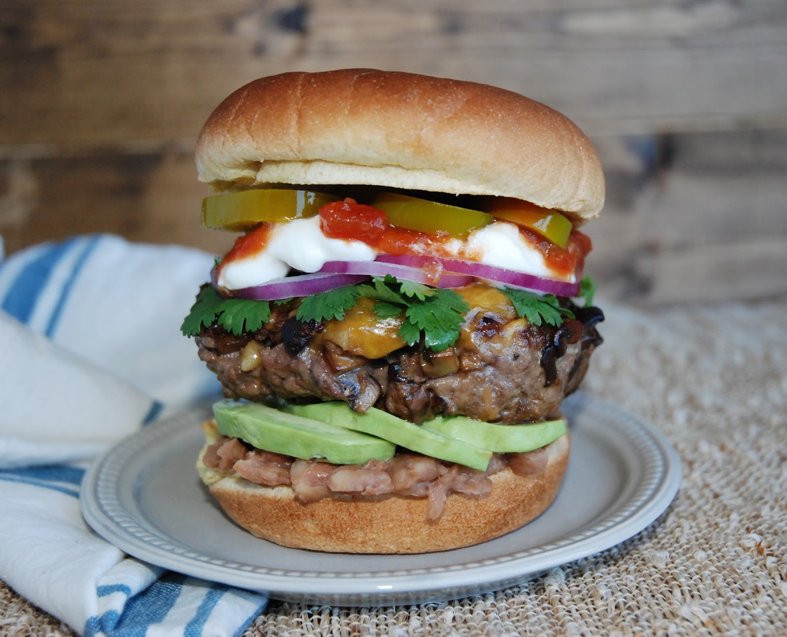 Fleur De-Lectable: 7 Layer Tex-Mex Mushroom Burger
