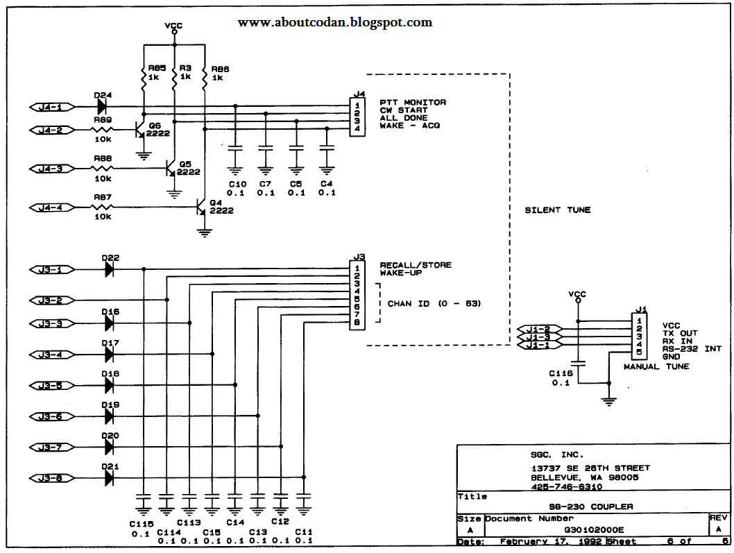 Everything about CODAN: CODAN 9103 (SGC 230) Antenna Coupler schematic