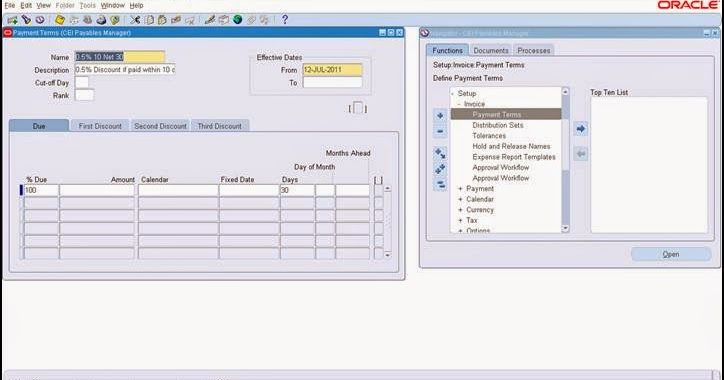 Oracle Applications: Oracle R12 Account Payables Screen Shots