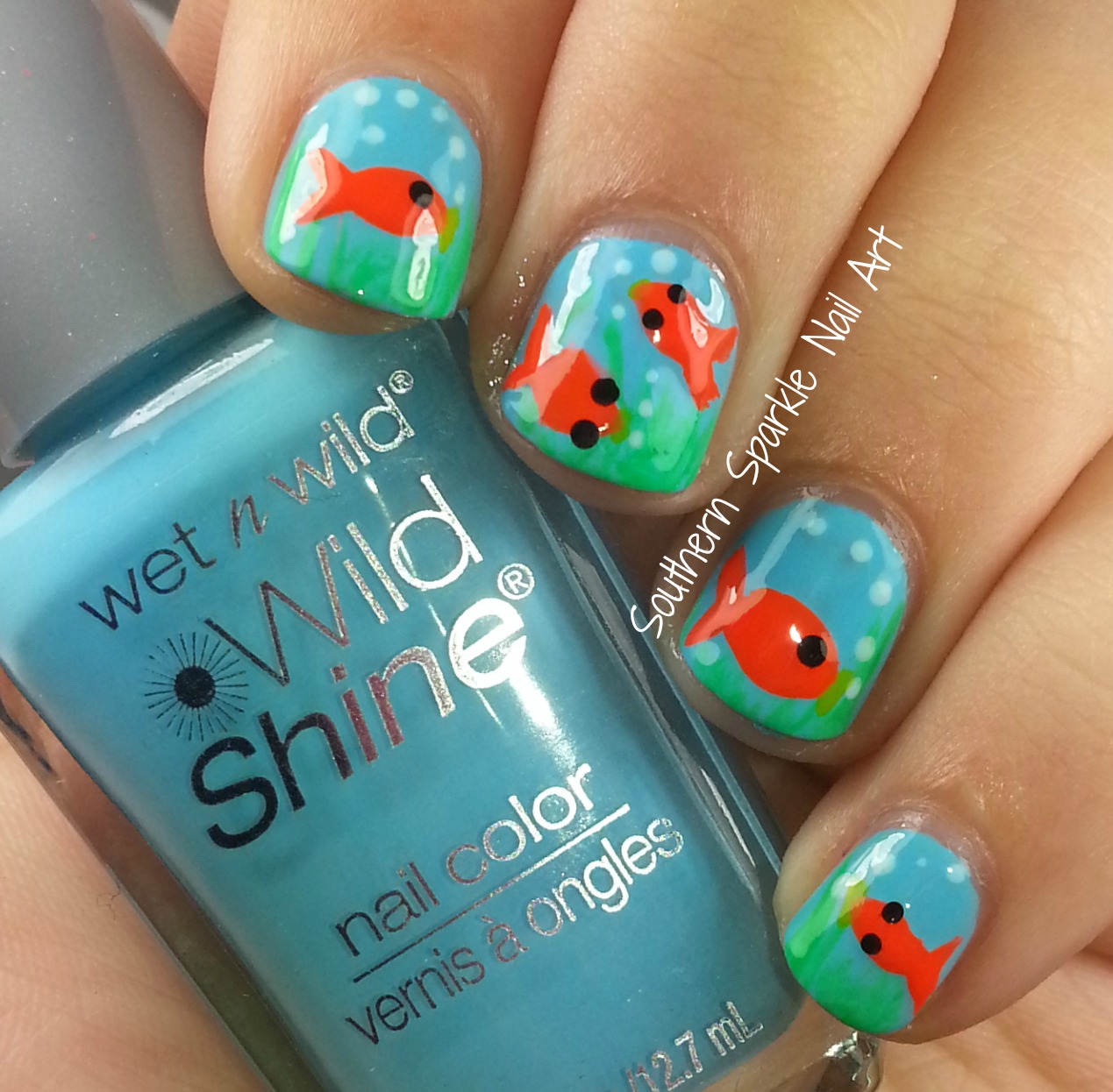 Southern Sparkle Nail Art: Goldfish Nail Art