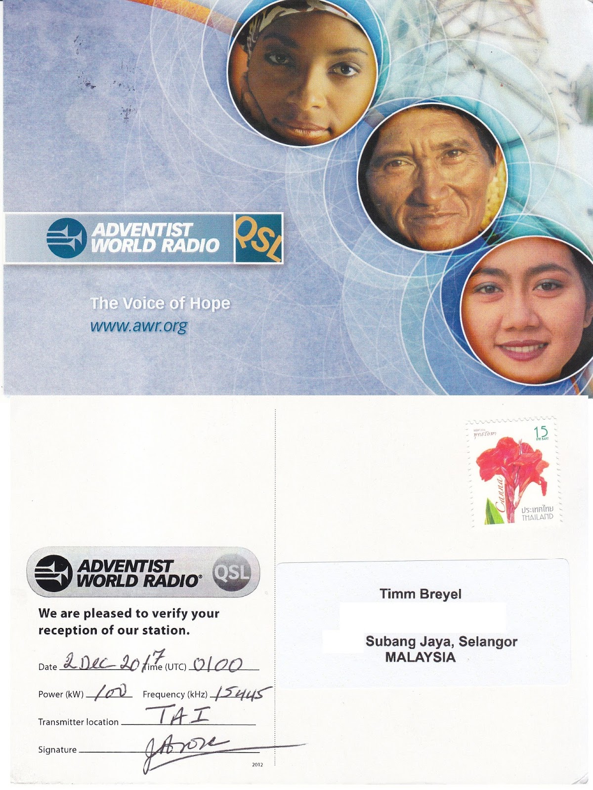 SOUTH EAST ASIA DXING: Adventist World Radio (via Taipei) SOUTH EAST ASIA DXING: Adventist World Radio (via Taipei)