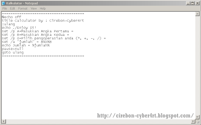 cara membuat kalkulator sederhana dengan notepad