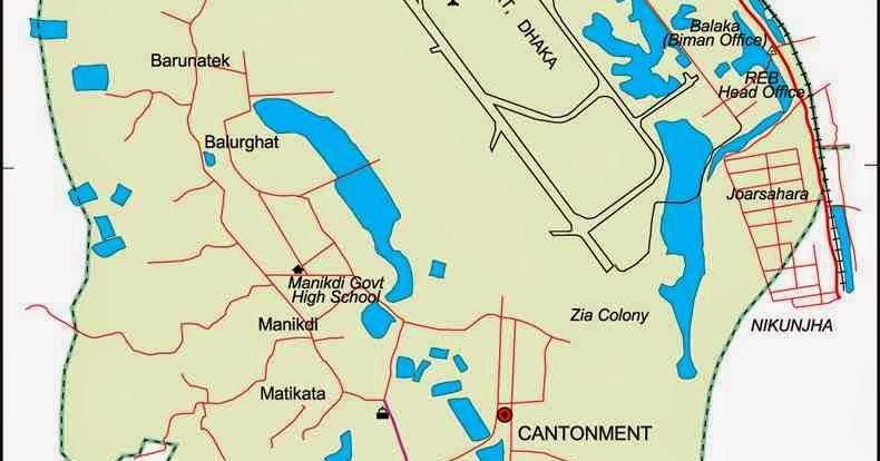 Cantonment Thana Map, Dhaka, Bangladesh