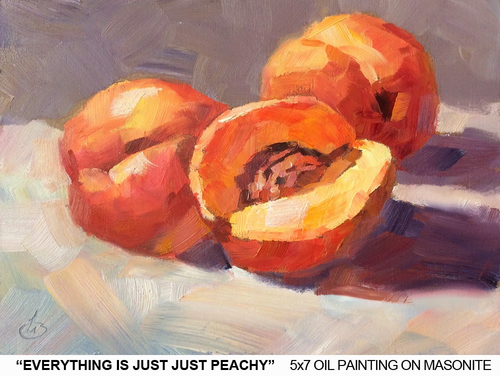TOM BROWN FINE ART: PEACHES, CONTEMPORARY STILL LIFE by TOM BROWN