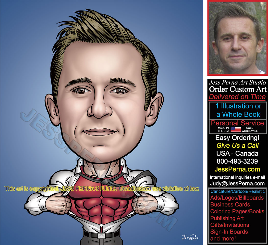 How to Order Ad Cartoons and Caricatures: Superhero Artist