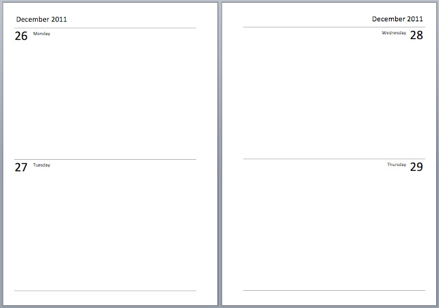 Philofaxy: Free A5 2012 diary sets to download and print for your Filofax