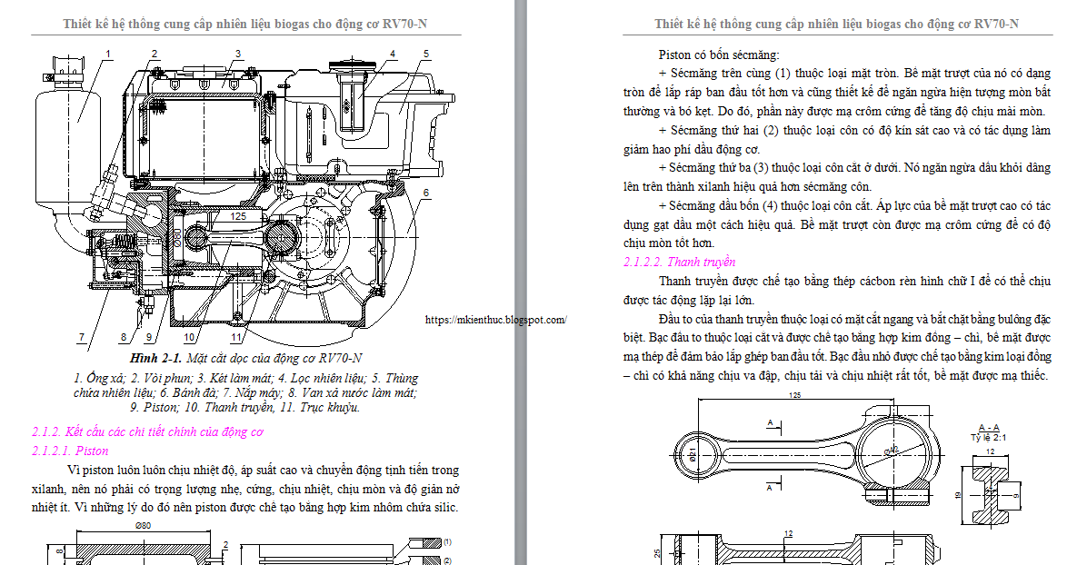 Thiết kế hệ thống cung cấp nhiên liệu biogas cho động cơ RV70-N