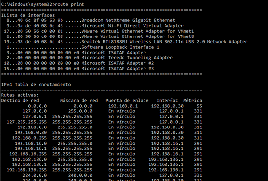 Comando Route (Windows)