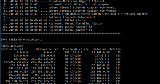 Comando Route (Windows)