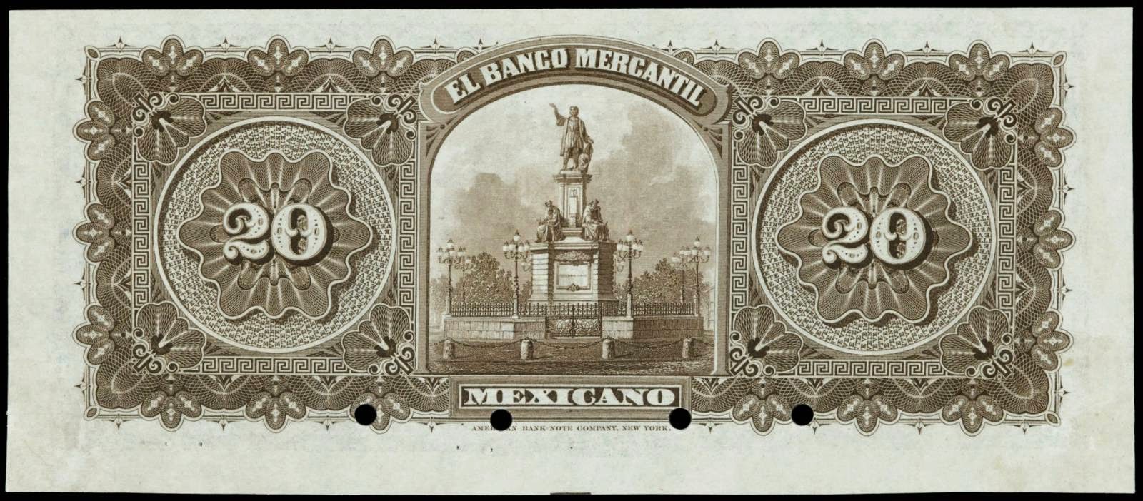 Mexico 20 Pesos banknote 1882 Banco Mercantil Mexicano|World Banknotes ...