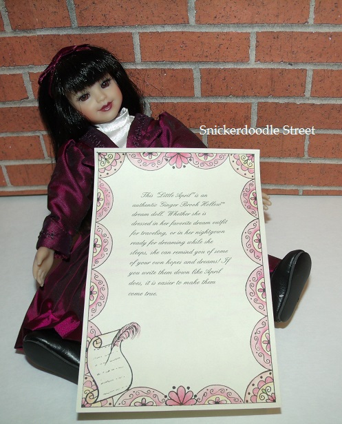 SNICKERDOODLE STREET: *REVIEW* April Dream Doll - Ginger Brook Hollow