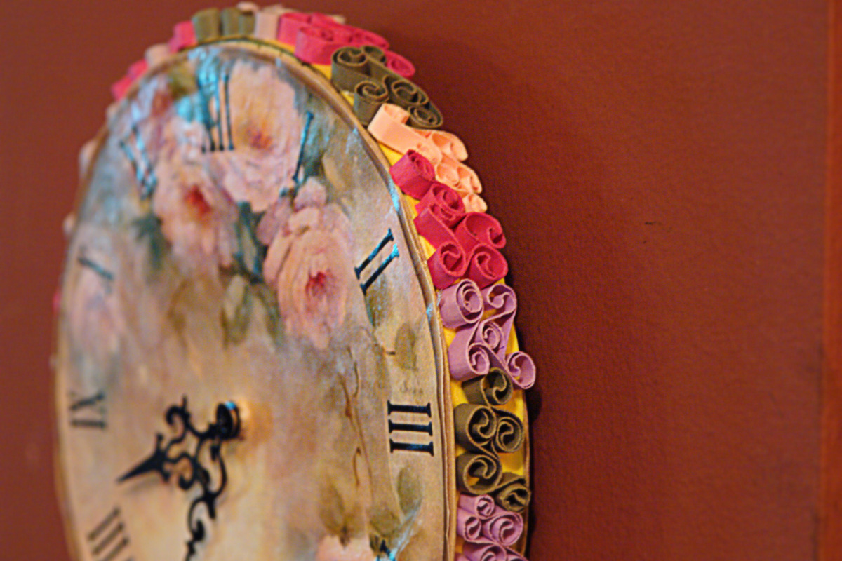 Vintage Wooden Decoupage Wall Clock at Steven Waddy blog