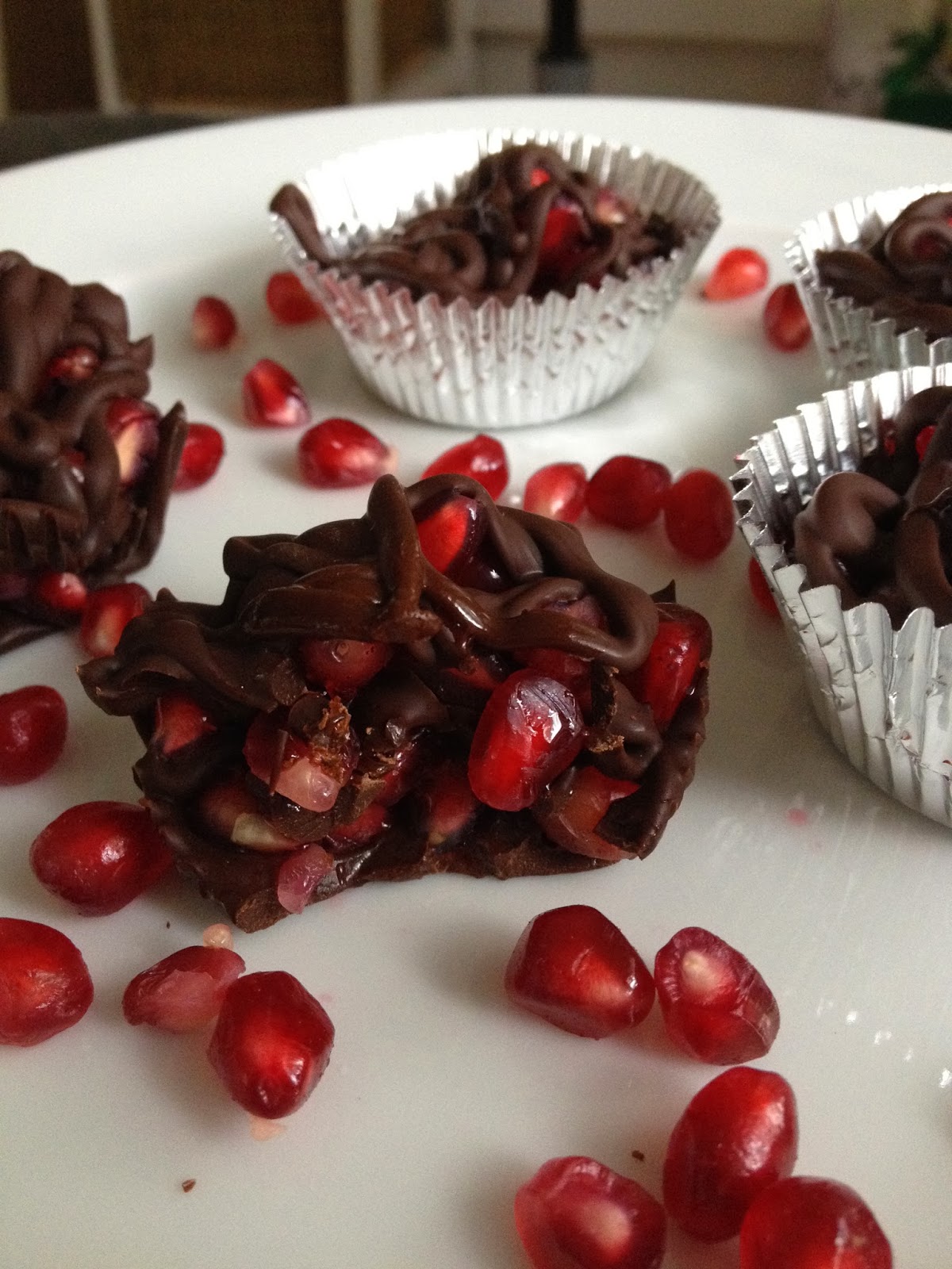 Chocolate Pomegranate Clusters | Stress Baking