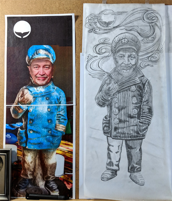 Nessy Designs: "The Sea Captain" Linocut Print