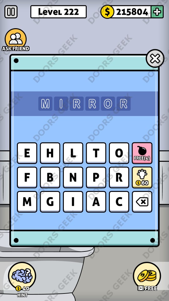 Escape Room: Mystery Word Level 222 Answer ~ Doors Geek