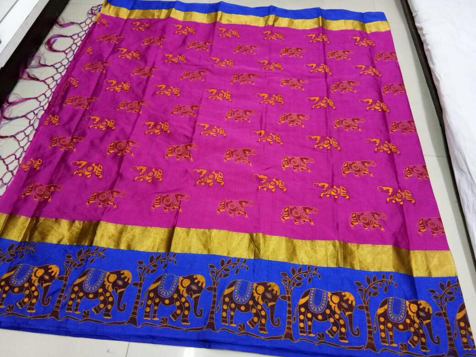 New model cotton saree with Pigment work |Cotton sarees 2018