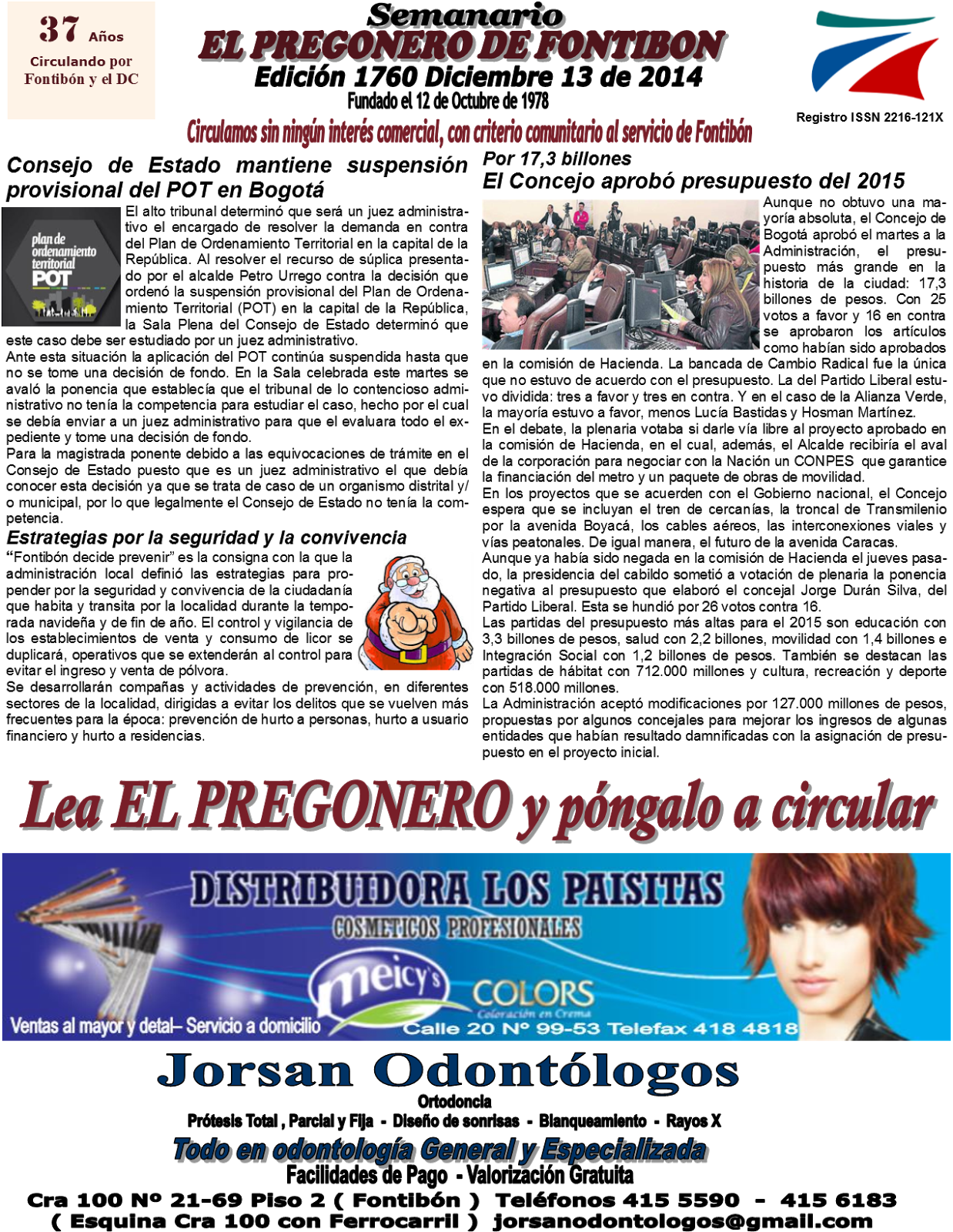 Pregonero de Fontibón: EDICION 1760 PREGONERO DE FONTIBON