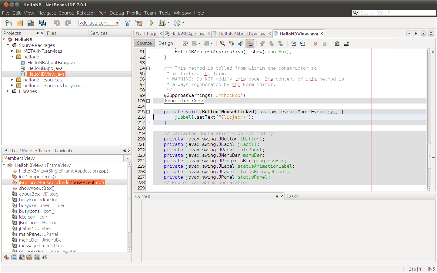 Java-Buddy: NetBeans: Setting Events With the Connection Wizard