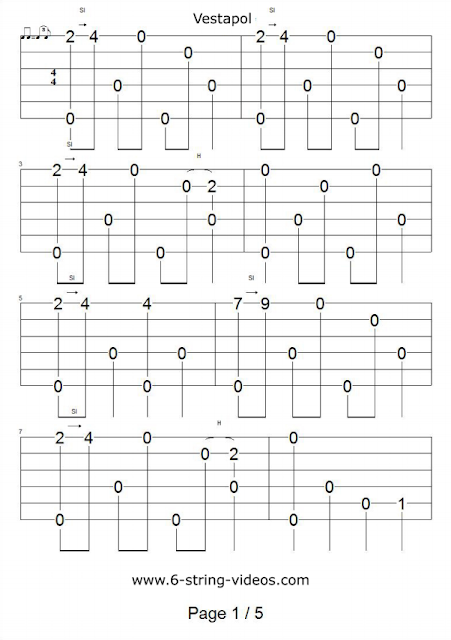 Guitar Tabs: Tabs For: Vestapol by Elizabeth Cotton