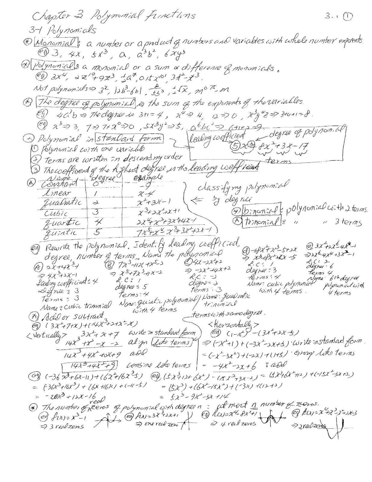 Sean's Math Page: Algebra 2 Class Note - Chapter 3