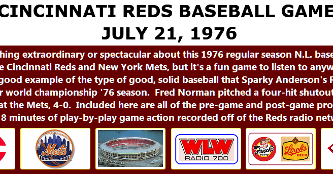 DAVID VON PEIN'S VIDEO AND AUDIO ARCHIVE: CINCINNATI REDS BASEBALL ...