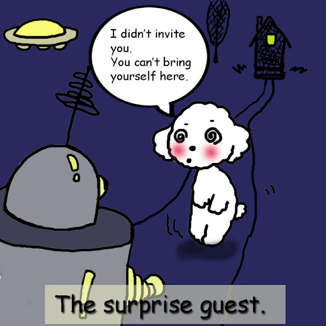 マンガで英会話: No 165 The surprise guest. 招かれざる客