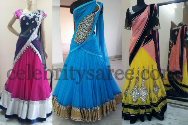 Party Wear Latest Half Sarees - Saree Blouse Patterns