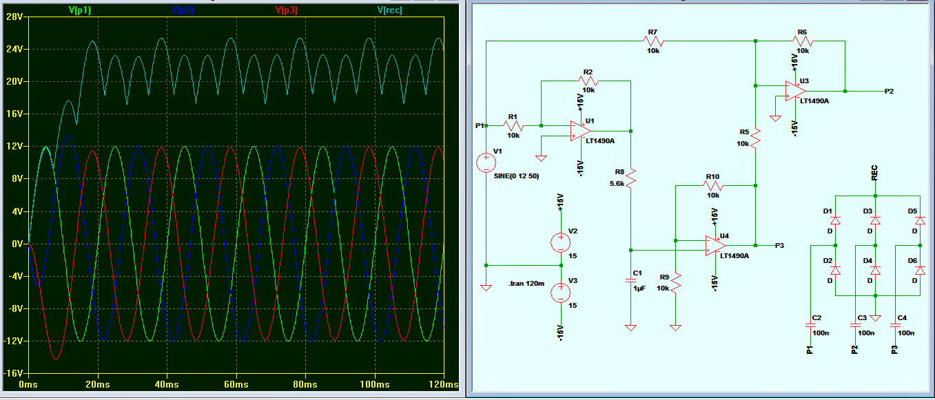 Three Phase Signal Generator Circuit from a Single Phase Source