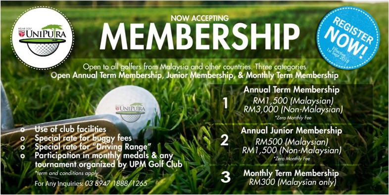 UniPutra Golf Club or UPM Golf Club: Rates