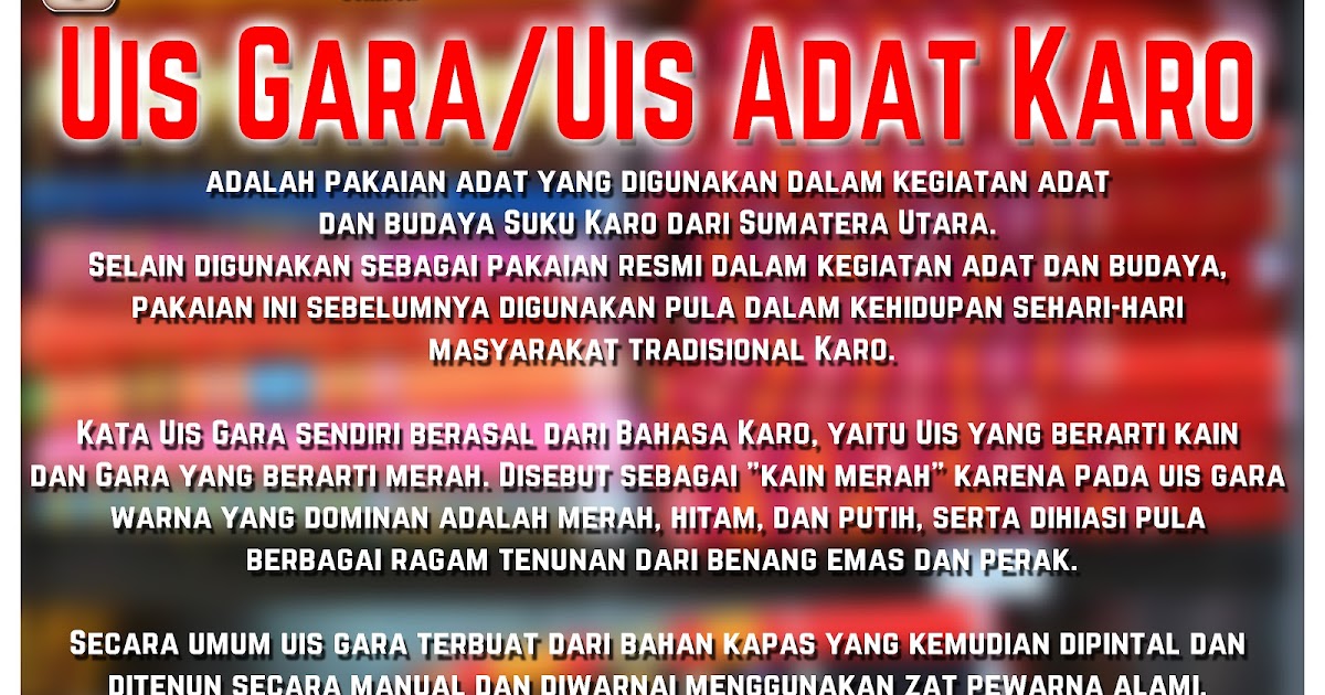 Uis Gara / Uis Adat Karo