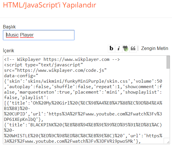 TUMBLR VEYA BLOGGER'A MUSIC PLAYER EKLEMEK (ÇALIŞMIYOR)