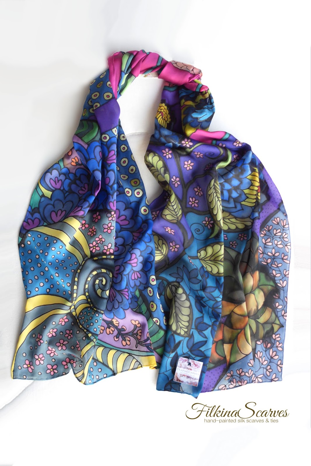 Violet Purple Silk Chiffon Scarf Unique Hand Painted Luxury Gift for ...